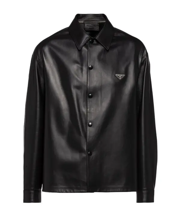 Prada Triangle-logo Button-up Shirt - Black