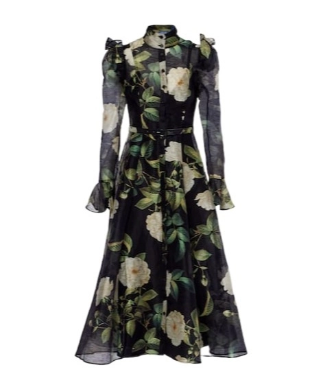 LEO Katrina Floral Linen-blend Midi Dress