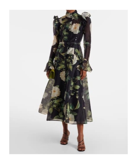 LEO Katrina Floral Linen-blend Midi Dress