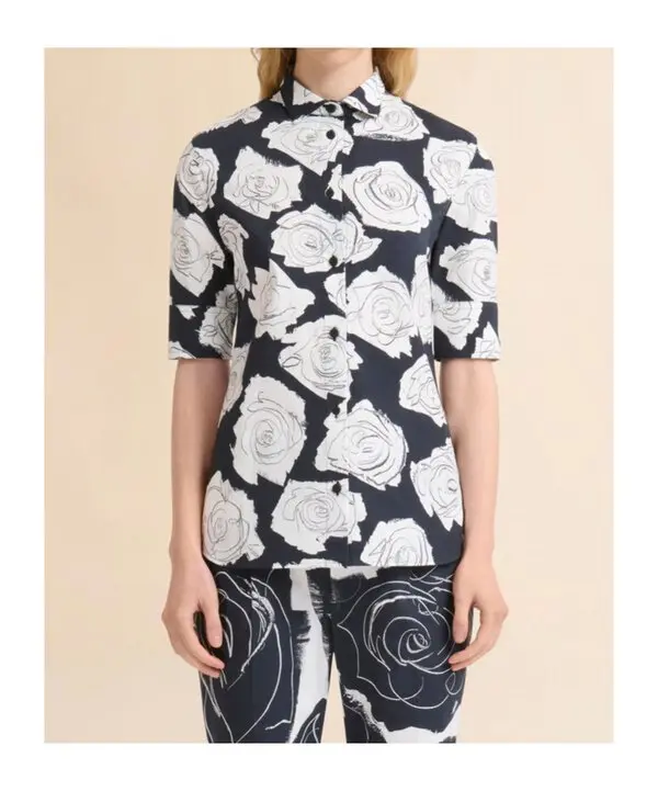 Marni Luna Print Poplin Short-sleeve Shirt