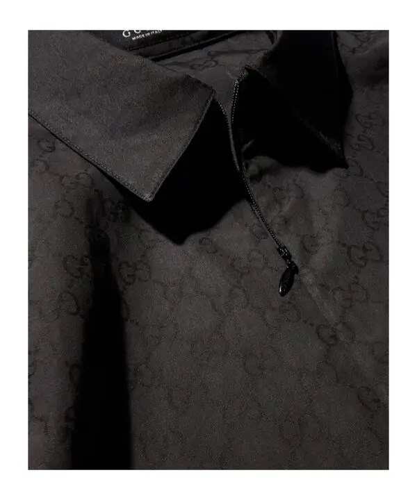 Gucci Gg Cotton Poplin Zip Shirt - Dark Gray