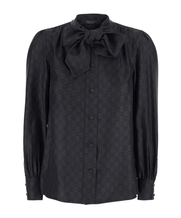 Gucci Printed Long-sleeve Twill Shirt - Black