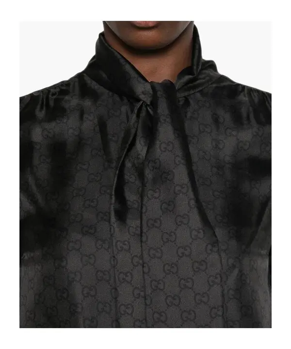 Gucci Printed Long-sleeve Twill Shirt - Black