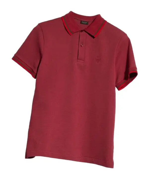 Gucci Cotton Piquet Polo Shirt With Embroidery - Bordeaux