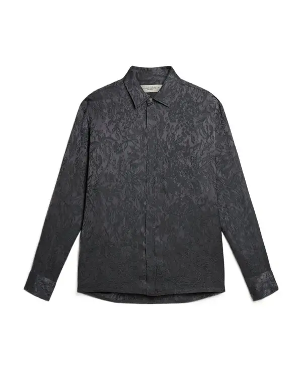 GOLDEN GOOSE Jacquard Shirt With All-over Toile De Jouy Pattern - Black