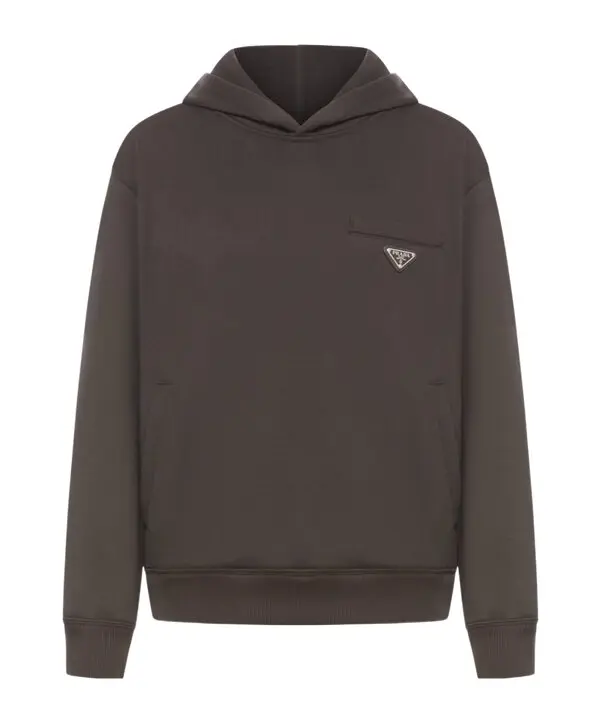 Prada Triangle-logo Long-sleeved Hoodie