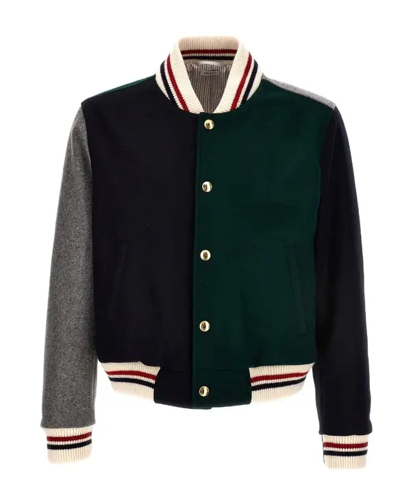 Thom Browne Colour-block Striped Bomber Jacket