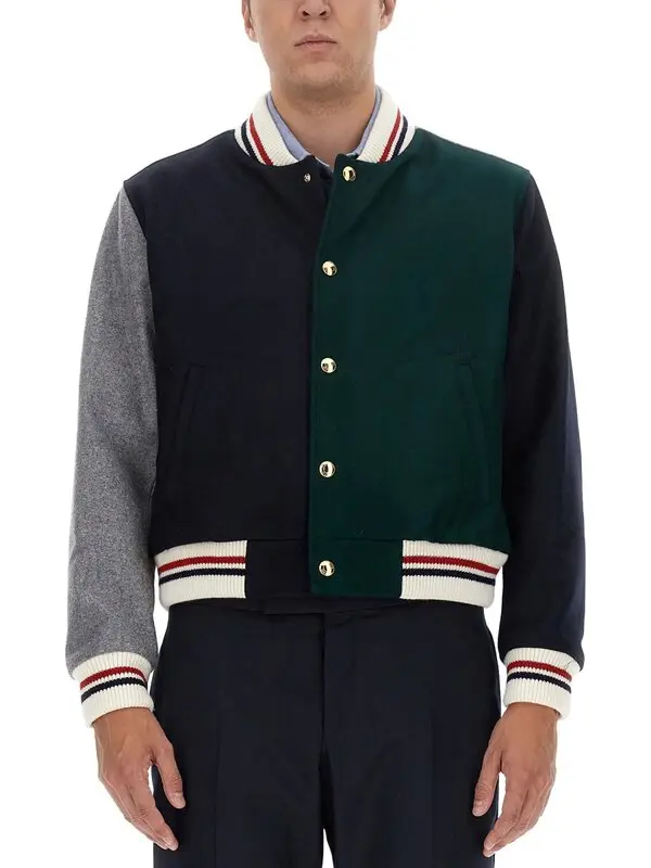 Thom Browne Color-block Striped Bomber Jacket