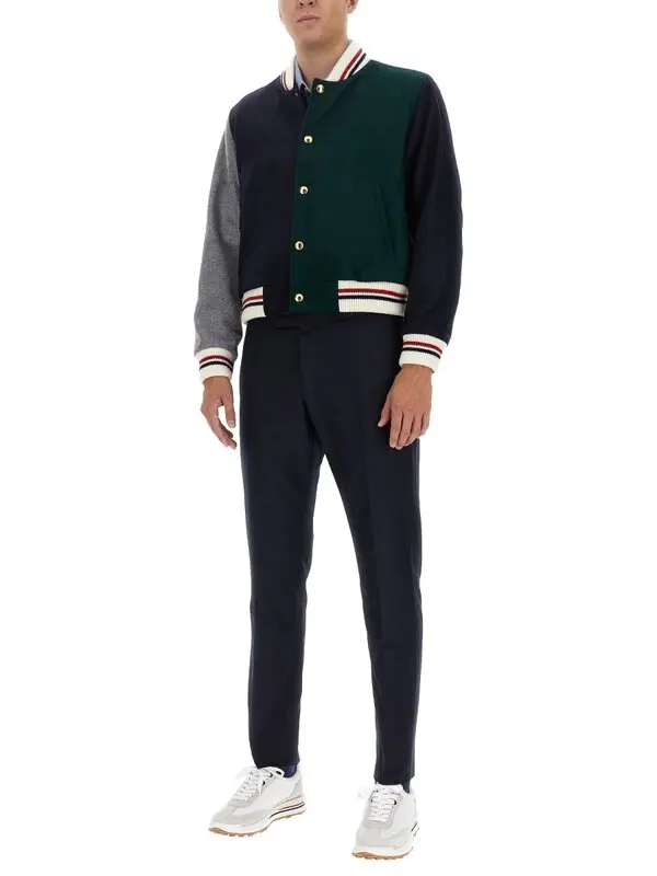Thom Browne Color-block Striped Bomber Jacket