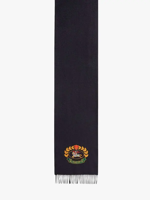 Burberry Navy Blue Logo Embroidered Scarf