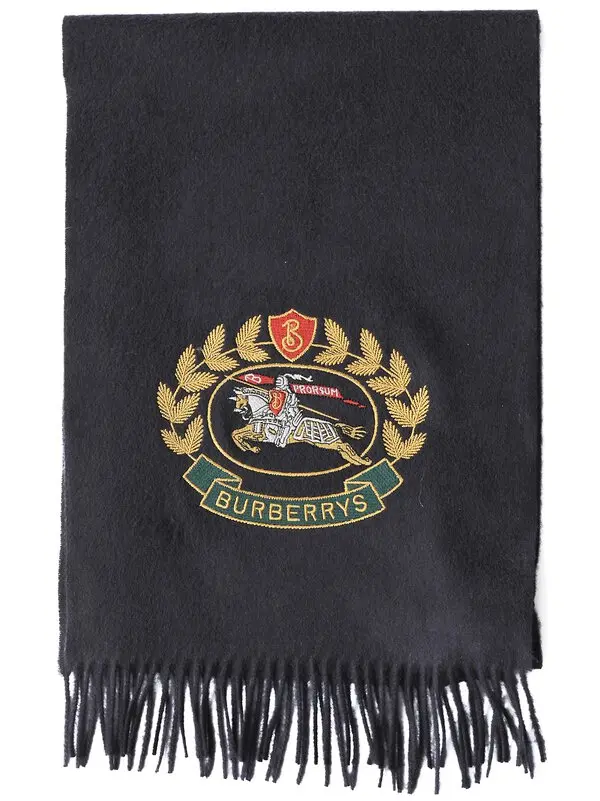 Burberry Navy Blue Logo Embroidered Scarf