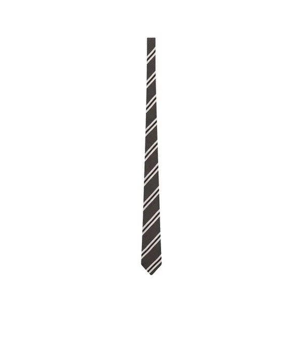 Saint Laurent Striped Tie In Silk Jacquard - Off-white/black