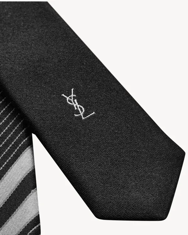 Saint Laurent Silk Jacquard Striped Tie