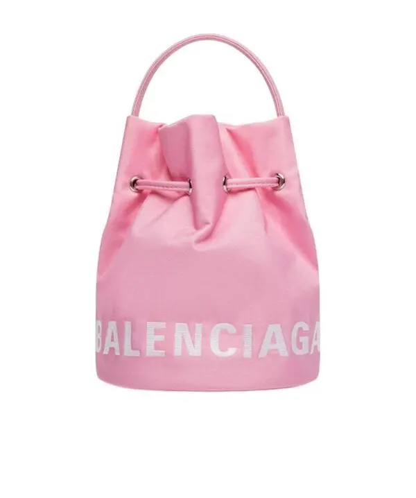 Balenciaga Wheel Xs Logo-embroidered Bucket Bag - Pink