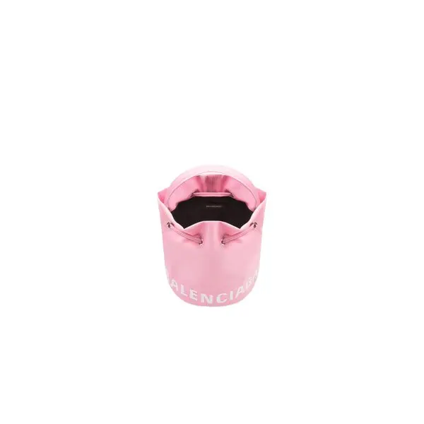 Balenciaga Wheel Xs Logo Embroidered Bucket Bag - Pink