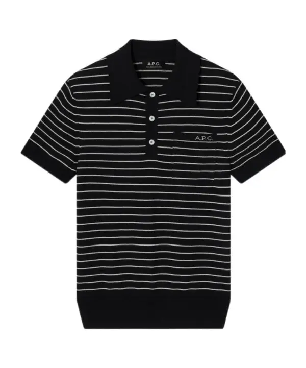 A.p.c. Fitted Striped Polo - Black/ecru