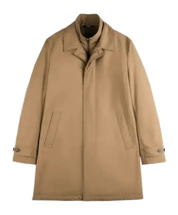 FAY Morning Coat In Technical Poplin - Brown