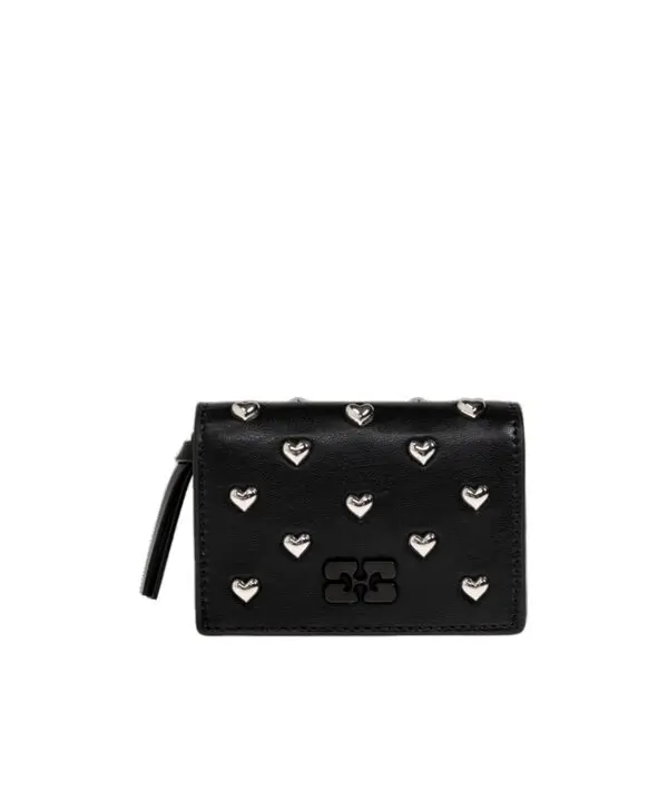 GANNI Bou Heart-stud Wallet - Black