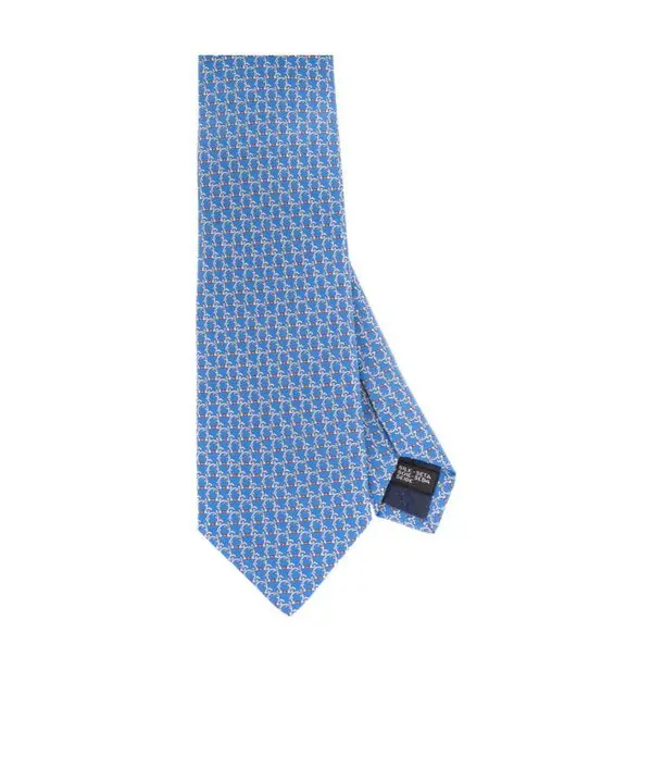 FERRAGAMO Jacquard Logo Tie - Blue