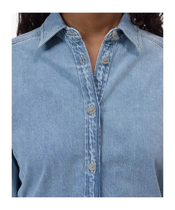 Closed Waisted Denim Shirt Dress - Light Blue