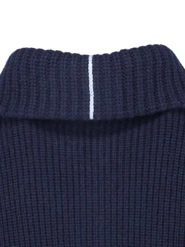 Malo Ribbed Half-zip Knit Sweater - Blue