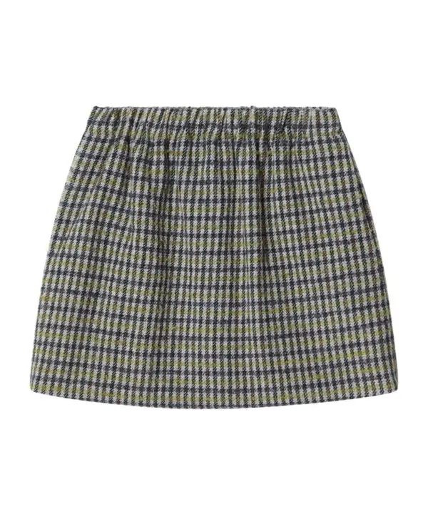 DOUUOD Check-pattern Elasticated-waist Skirt - Gray