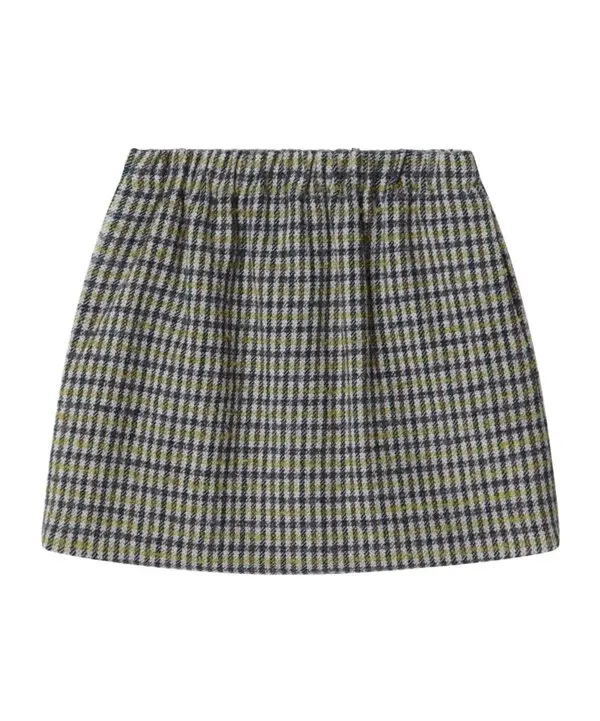DOUUOD Check-pattern Elasticated-waist Skirt