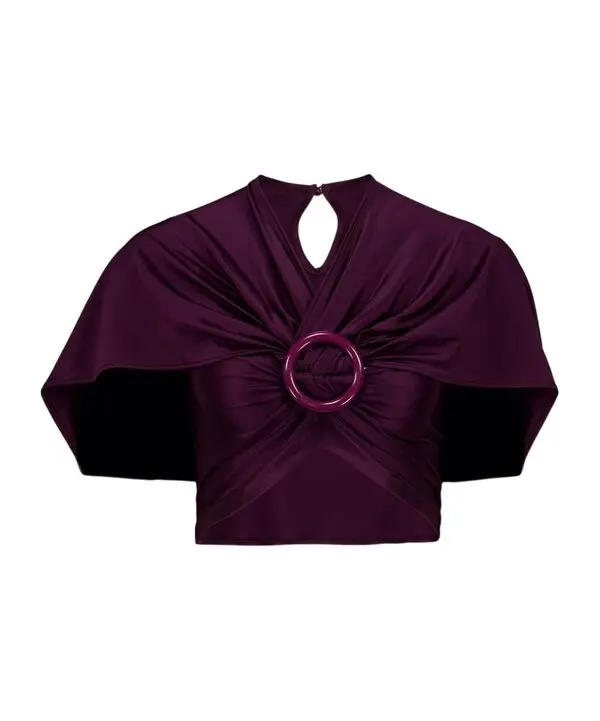 Rabanne Magenta Ruched V-neck Top