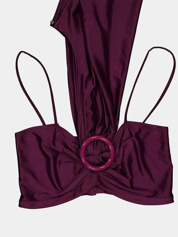 Rabanne Magenta Ruched V-neck Top