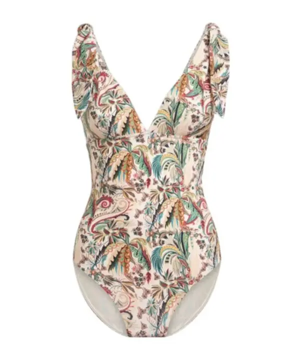 Etro One-piece Swimsuit With Paisley Foliage Motif - Cream