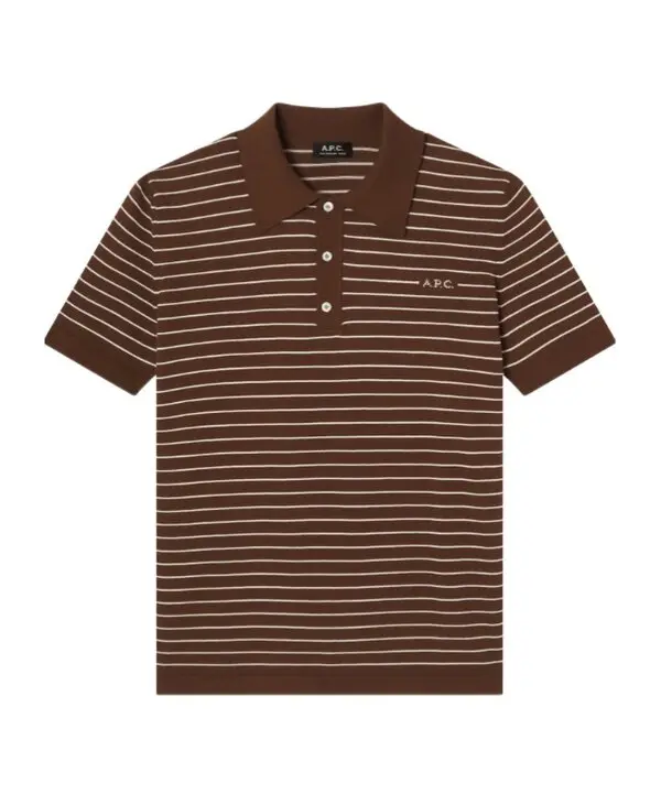 A.p.c. Fitted Striped Brown Polo