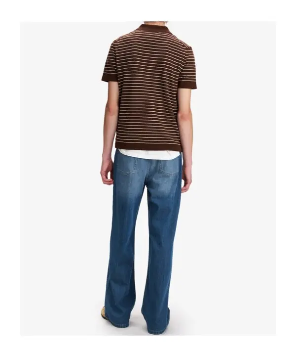 A.p.c. Fitted Striped Brown Polo