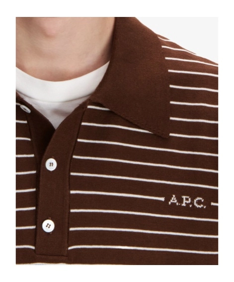 A.p.c. Fitted Striped Brown Polo