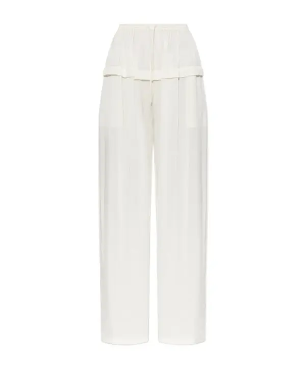 Alaïa Wide Leg Trousers With Elasticated Waistband And Drawstring - Cream