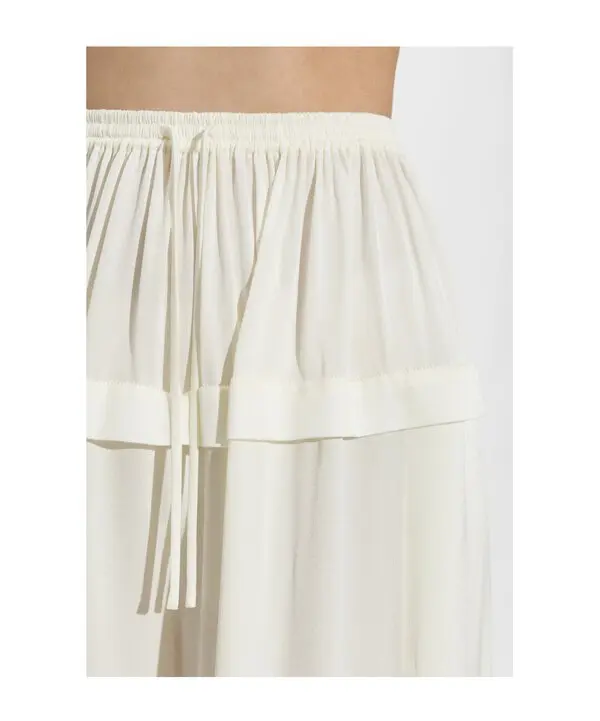 Alaïa Wide Leg Trousers With Elasticated Waistband And Drawstring - Cream