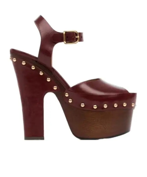 Chloé Meret Platform Clogs With Stud Embellishments - Aubergine