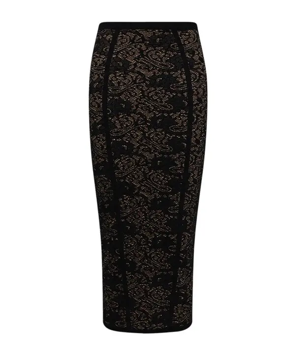 Elisabetta Franchi Lace Sheath Skirt - Black