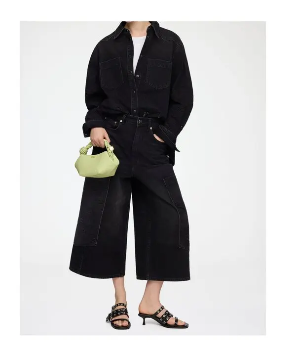 GANNI Denim Broderie Anglaise Shirt - Black Washed