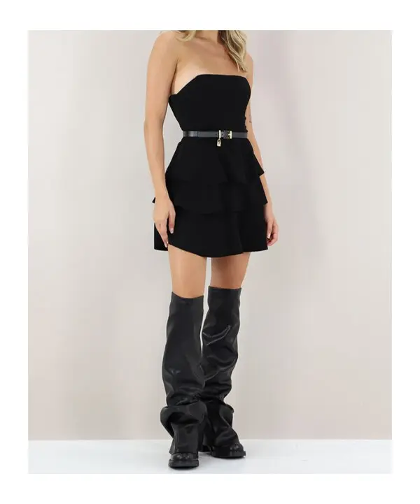 Elisabetta Franchi Belted Tiered Mini Dress