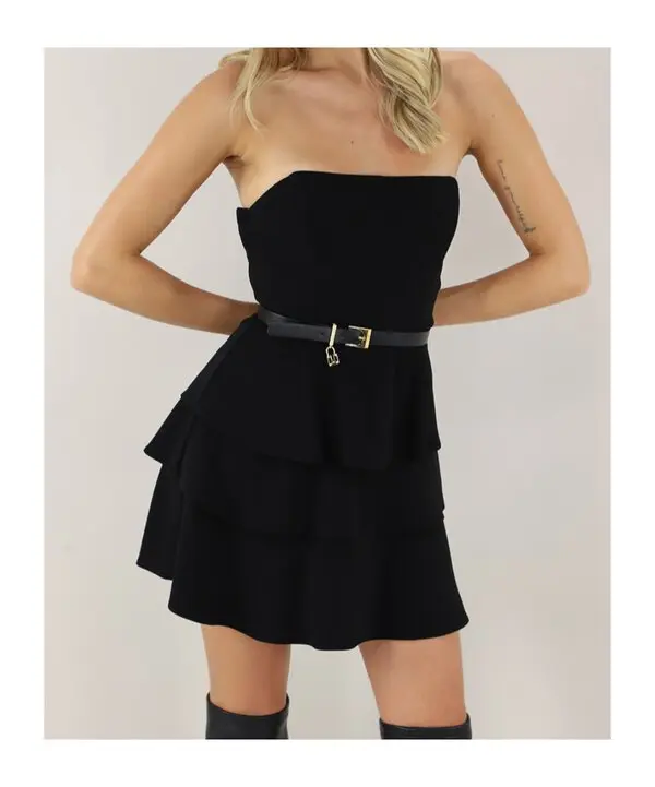 Elisabetta Franchi Belted Tiered Mini Dress