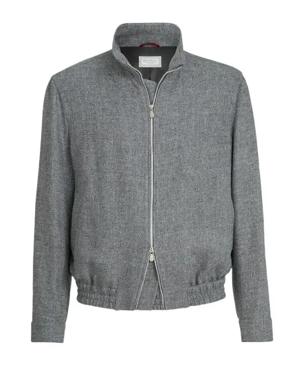 Brunello Cucinelli Mélange-effect Zip-up Jacket - Gray