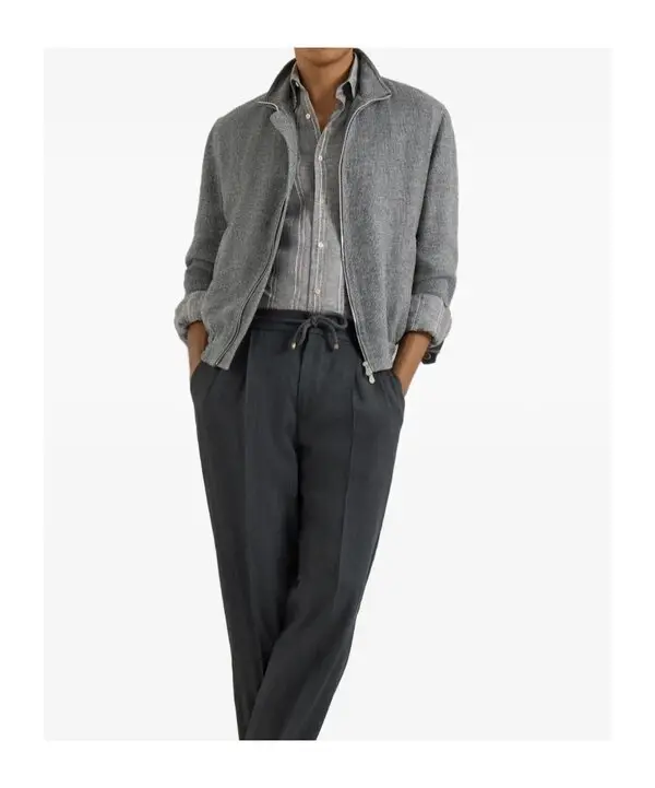Brunello Cucinelli Mélange-effect Zip-up Jacket - Gray