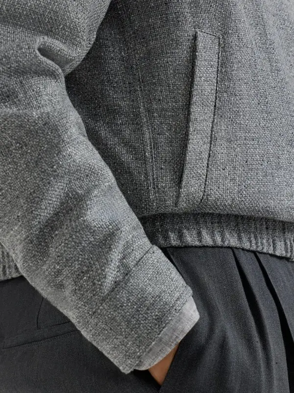 Brunello Cucinelli Mélange-effect Zip-up Jacket - Gray