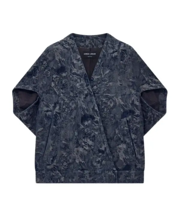 Giorgio Armani Oversized Jacket In Floral Jacquard Denim Denim Collection - Black
