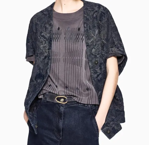 Giorgio Armani Oversized Jacket In Floral Jacquard Denim Denim Collection