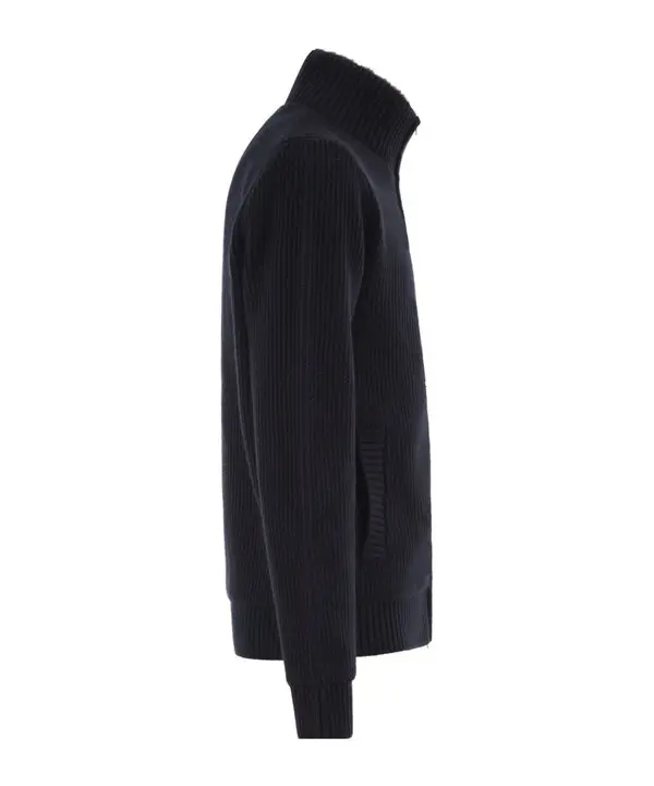 Herno Zip-up Textured-knit Sweater
