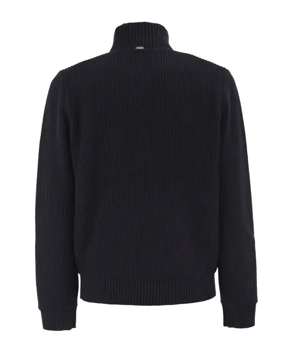 Herno Zip-up Textured-knit Sweater