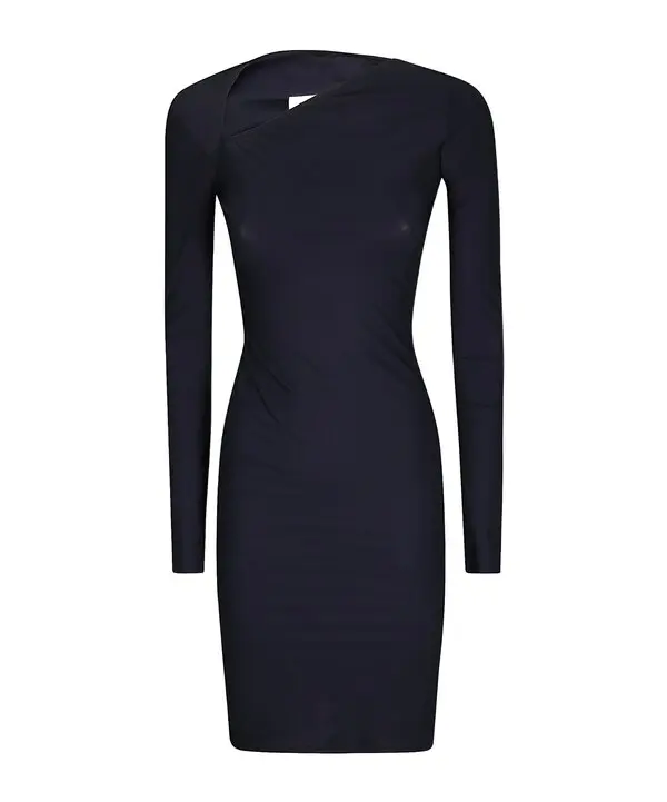 MAISON MARGIELA Asymmetrical Neckline Midi Dress - Black