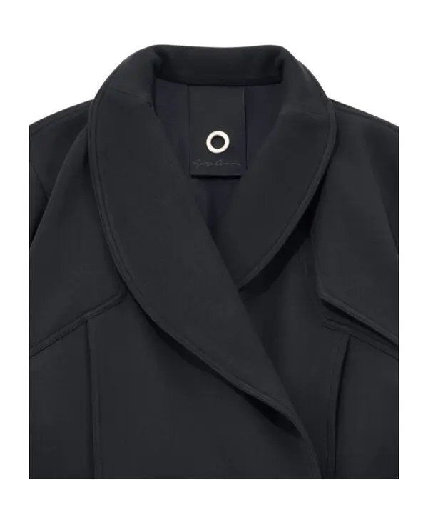 Giorgio Armani Cropped Caban In Stretch Virgin Wool With Shawl Collar