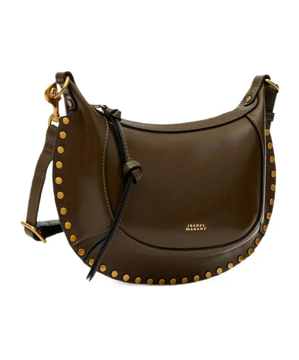 Isabel Marant Étoile Oskan Moon Stud-embellished Shoulder Bag - Dark Olive